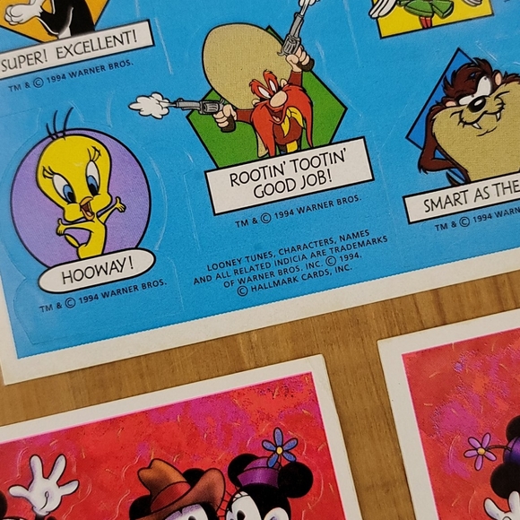 Vintage | Office | Vtg 9s Disney And Looney Tunes Stickers Sheets ...